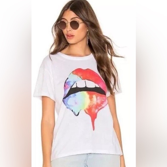 Chaser | Tops | New Chaser Rainbow Dripping Lips Tee | Poshmark